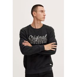 Blend Herren Longpullover "BHSweatshirt", schwarz, Gr. L, bedruckt, Sweatware, 100% Baumwolle, Pullover, Klassisches Sweatshirt mit Rundhalsausschnitt