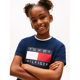 Tommy Hilfiger M&auml;dchen T-Shirtschwarz night navy, Gr. 86, unifarben, Single Jersey, Obermaterial: 93% Baumwolle, 7% Elasthan, Shirts, Kinder bis 16
