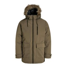 Jack & Jones JACK & JONES Herren Parka "JJCHARLIE DETACHABLE FAUX FUR PARKA", braun, Gr. XXL, unifarben, Web, Obermaterial: 100% Polyester, Jacken
