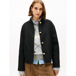 Tommy Hilfiger Damen Bomberjacke "DF WOOL SHORT BOMBER"schwarz, Gr. 46, unifarben, Web, Obermaterial: 60% Wolle, 40% Polyester, Jacken, mit Wolle