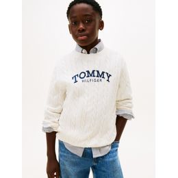 Tommy Hilfiger Jungen Strickpulloverivory silk, Gr. 10, unifarben, Strick, Obermaterial: 100% Baumwolle, Pullover, Regular fit, f&uuml;r Kinder bis 16