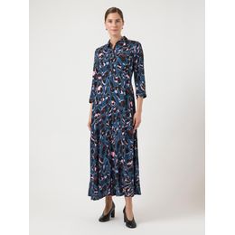 Y.A.S Damen Hemdblusenkleid "YASSAVANNA LONG SHIRT DRESS"sargasso sea aop:liro, Gr. S, bedruckt, Web, Obermaterial: 100% Viskose, Kleider,