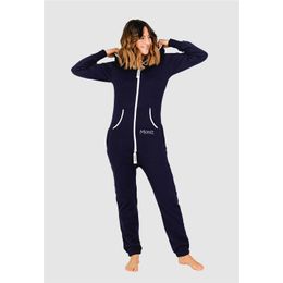 MONIZ Damen Jumpsuit, Gr. M, blau, 80% Baumwolle, 20% Polyester, Overalls, mit kuscheligem Komfort
