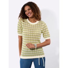 Inspirationen Damen Ajourpullover "Ajour-Pullover", gr&uuml;n, Gr. 44, gemustert, mehrfarbig, 100% Baumwolle, Pullover