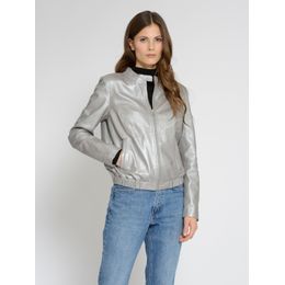 Maze Damen Blouson "42021247", silber, Gr. L, Obermaterial: 100% Lammleder; Futter: 100% Viskose; &Auml;rmelfutter: 100% Polyester, Jacken