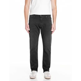 Straight-Jeans Replay "Aideen", Herren, Gr. 31, L&auml;nge 34, schwarz delav&egrave;, Denim/Jeans, Obermaterial: 99% Baumwolle, 1% Elasthan, unifarben, straight fit lang, Jeans Straight-Jeans, im 5-Pocket-Stil
