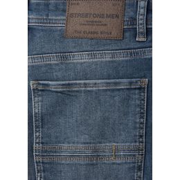 Street One MEN Herren Regular-fit-Jeans, blau, Gr. 36, unifarben, Jeans, 79% Baumwolle, 20% Polyester, 1% Elasthan, Jeans, 5-Pocket-Style