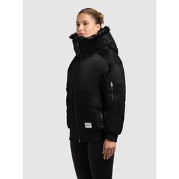 Khujo Damen Bomberjacke "Cela", schwarz, Gr. XS, Obermaterial: 100% Nylon. Innenfutter: 100% Polyester. Kunstfell: 100% Polyester. Wattierung: 100%