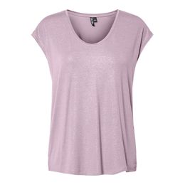 Pieces Damen Kurzarmshirt "PCALICE SS GLITTER TEE JRS NOOS BC"winsome orchid detail:glitter silber, Gr. S, gl&auml;nzend, unifarben, Jersey, Obermaterial: