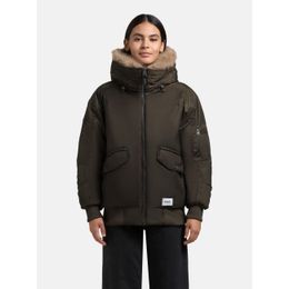 Khujo Damen Bomberjacke "Cela", braun, Gr. XS, Obermaterial: 100% Nylon. Innenfutter: 100% Polyester. Kunstfell: 100% Polyester. Wattierung: 100%