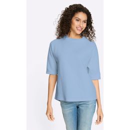 Sweatshirt Heine, Damen, Gr. 36, eisblau, 75% Baumwolle, 20% Polyester, 5% Elasthan, unifarben, Rundhals, Sweatshirts Sweatshirt