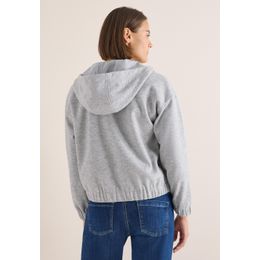 Cecil Damen Blousonluna grau melange, Gr. XL, unifarben, Stoff, 92% Polyester, 8% Viskose, Jacken, mit Kapuze mit Tunnelzugband