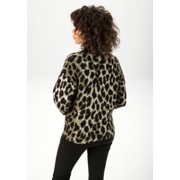 Aniston CASUAL Damen Strickjacke, schwarz, Gr. 34, Jacquardmuster, gemustert, Strick, Obermaterial: 74% Polyacryl, 23% Polyester, 3% Elasthan,