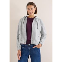 Cecil Damen Blousonluna grau melange, Gr. M, unifarben, Stoff, 92% Polyester, 8% Viskose, Jacken, mit Kapuze mit Tunnelzugband