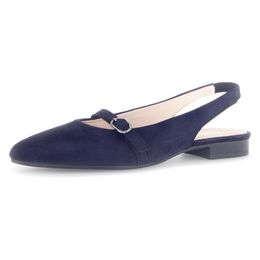 Gabor Damen Slingpumps, Gr. 35, blau, Ziegenveloursleder, unifarben, Schuhe, Blockabsatz, Abendschuh, Businessschuh, elastisches Fersenriemchen