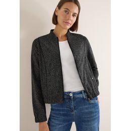 Blouson Cecil, Damen, Gr. XXL (46), schwarz, Web, Obermaterial: 65% Polyester, 34% Viskose, 1% Elasthan. Futter: 100% Polyester, meliert, l&auml;ssig geschnitten h&uuml;ftbedeckend, V-Ausschnitt, Jacken Blouson, im melierten Look und mit Elastiksaum