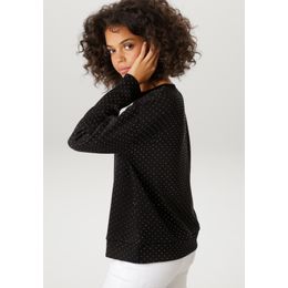 Aniston CASUAL Damen Sweatshirtschwarz, Gr. 44, Glitzermuster, unifarben, Jersey, Obermaterial: 50% Viskose, 45% Polyester, 5% Elasthan, Sweatshirts,