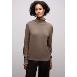 Street One Damen Rollkragenpulloversilk braun, Gr. 38, unifarben, Stoff, 71% Viskose, 29% Nylon, Pullover, mit Strick-Detail