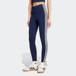 Damen Leggings "3S LEGGINGS CO", blau, Gr. S, adidas originals, Obermaterial: 93% Baumwolle, 7% Elasthan, Hosen, sportlicher Stil mit 3-Streifen, aus