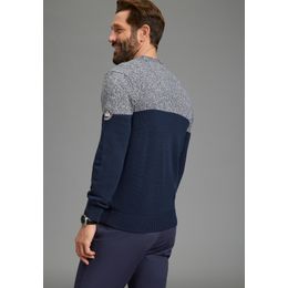 MAN'S WORLD MAN'S WORLD Herren Rundhalspullover "Neue Kollektion Highlight melierter Look", blau, Gr. L, meliert, Strick, Obermaterial: 50% Baumwolle, 50%