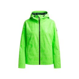 SOCCX Damen Softshelljacke, gr&uuml;n, Gr. S, bedruckt, bestickt, Softshell, Material Oberstoff Au&szlig;enseite: 97% Polyester, 3% Elasthan, Oberstoff
