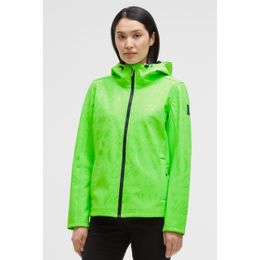 Softshelljacke SOCCX, Damen, Gr. M, gr&uuml;n (neon leaf), Softshell, Material Oberstoff Au&szlig;enseite: 97% Polyester, 3% Elasthan, Oberstoff Innenseite: 100% Polyester, Futter Kapuze: 100% Polyester, bedruckt, bestickt, slim fit normal, eingesetzt gerader Abschluss, Jacken Softshelljacke, mit hochgeschnittener Kapuze