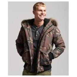 Superdry f&uuml;r Herren. M5011742A Everest camouflage gesteppte Bomberjacke mit Kapuze (S), L&auml;ssig, Polyester