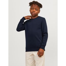 Jack & Jones Jungen Sweatshirt "JJEBRADLEY einfach kombinierbar, pflegeleicht", blau, Gr. 140, JACK & JONES JUNIOR, unifarben, angeraute Sweatware, Obermaterial: