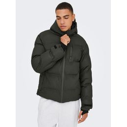 Only & Sons ONLY & SONS Herren Steppjacke "ONSMATHIS PUFFER OTW"dunkelgrau melange, Gr. XL, unifarben, Web, Obermaterial: 100% Polyester, Jacken
