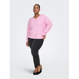 Only CARMAKOMA Damen Strickpullover "CARCAMILLA V-NECK L/S PULLOVER KNT NOOS"pink lady, Gr. XL, unifarben, Strick, Obermaterial: 74% Polyacryl, 24%