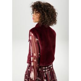 Aniston CASUAL Damen Pl&uuml;schweste, rot, Gr. 44, leicht gl&auml;nzend, unifarben, Web, Obermaterial: 100% Polyester. Futter: 100% Polyester, Westen, in