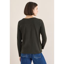 Cecil Damen Langarmshirt, gr&uuml;n, Gr. M, unifarben, Web, 100% Baumwolle, Shirts, aus reiner Baumwolle