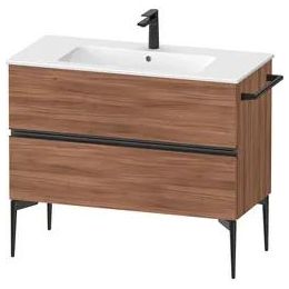 Duravit Sivida Waschtischunterbau, 2 Schubk&auml;sten, Griffleiste Diamantschwarz Matt, 1010x477x591mm, zu ME by Starck, SV46450BD790000, Farbe: Nussbaum matt
