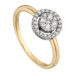 Jobo Damen Diamantring "Ring Goldring", 58, SI = kleine Einschl&uuml;sse, Diamanten Gelbgold 585 Wei&szlig;gold 585gelbgold 585, Diamanten, Gelbgold 585,
