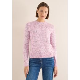Cecil Damen Strickpulloverschwarz blossom melange, Gr. XXL, gepunktet, Web, 88% Polyacryl, 12% Baumwolle, Pullover, mit Rundhalsausschnitt