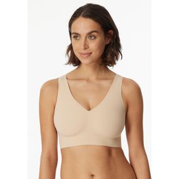 Schiesser Damen Bustier "Invisible Soft", Gr. 40, beige, Single Jersey, Obermaterial: 75% Polyamid, 25% Elasthan, BHs, Microfaser,