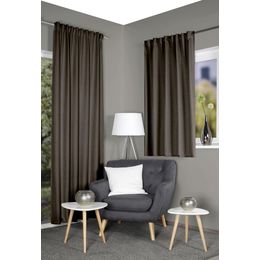 Vorhang Home Wohnideen, B:135cm H:225cm, braun, Polyester, K&uuml;che, Gardinen, "ESKAMIO", Thermo, Blickdicht, Leinenstruktur, &Uuml;berbreite