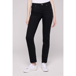 SOCCX Damen Regular-fit-Jeans, schwarz, Gr. 30, unifarben, Material: 77% Baumwolle, 14% Polyester, 7% Viskose, 2% Elasthan, Jeans, mit normaler