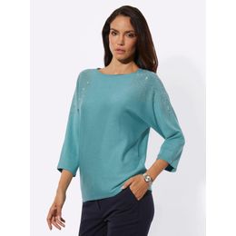 CR&Eacute;ATION L Fledermauspullover CREATION L "Lyocell-Mix-Pullover", Damen, Gr. 42, ozean, 42% Viskose, 30% Lyocell, 28% Polyester, unifarben, Pullover