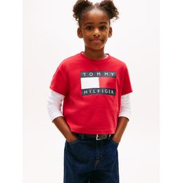 Tommy Hilfiger M&auml;dchen T-Shirtprimary rot, Gr. 86, unifarben, Single Jersey, Obermaterial: 93% Baumwolle, 7% Elasthan, Shirts, Kinder bis 16 Jahre,