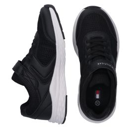 Tommy Hilfiger M&auml;dchen Sneaker, Gr. 33schwarz, Lederimitat, Textil, Schuhe, Sportschuh, Schlupfschuh, Freizeitschuh mit Elastic Laces