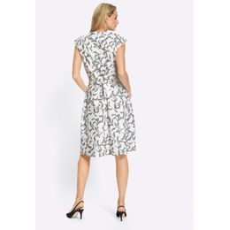 Heine Damen Jerseykleid "Jersey-Kleid", wei&szlig;, Gr. 46, bedruckt, gebl&uuml;mt, gemustert, mehrfarbig, 70% Viskose, 25% Polyamid, 5% Elasthan, Kleider