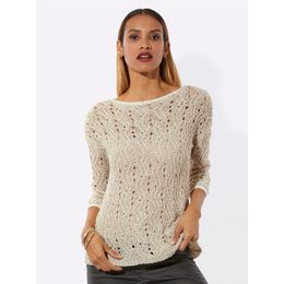 CR&Eacute;ATION L CREATION L Damen Ajourpullover "Ajour-Pullover"sand, ecru, Gr. 40, unifarben, 65% Polyacryl, 20% Polyamid, 15% Baumwolle, Pullover