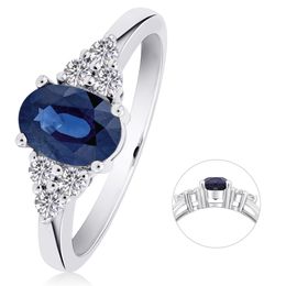 ONE ELEMENT Damen Diamantring "0,17 ct Diamant Brillant Safir Ring aus 585 Wei&szlig;gold", 57, 0,17 mit Diamant, Gold Wei&szlig;gold 585silber, Gold, Wei&szlig;gold