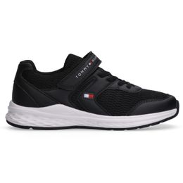 Tommy Hilfiger M&auml;dchen Sneaker, Gr. 30schwarz, Lederimitat, Textil, Schuhe, Sportschuh, Schlupfschuh, Freizeitschuh mit Elastic Laces