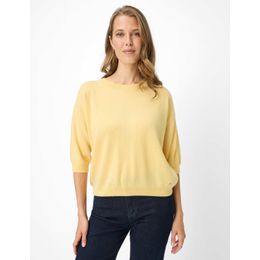 Strickpullover Brax "Style LISA", Damen, Gr. 40, gelb, Strick, 100% Kaschmir, Rundhals, Pullover Strickpullover