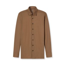 Businesshemd OLYMP "OLYMP Luxor 24/Seven, modern fit, New Kent", Herren, Gr. 41, Normaler Arm, braun (taupe), 92% Baumwolle, 8% Elasthan, Hemden