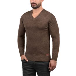 Blend Herren Strickpullover "BHLasse", braun, Basic, Gr. XXL, unifarben, Feinstrick, 50% Baumwolle, 50% Polyacryl, Pullover, Feinstrickpullover mit