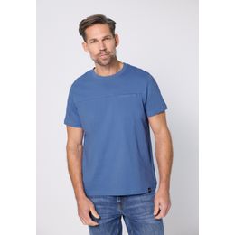 T-Shirt Street One MEN, Jungen, Gr. L (42), authentic blau, Web, 100% Baumwolle, unifarben, normal normal, Rundhals, Rippb&uuml;ndchen, Shirts T-Shirt, aus reiner Baumwolle