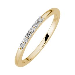 LYOMI Damen Fingerring "585/- GG/rhod. 6 synth. Diam. 0,11ct.", 058 (18,5), 0,11 VS = sehr kleine Einschl&uuml;sse, Gold, gold, Gold, Fingerringe
